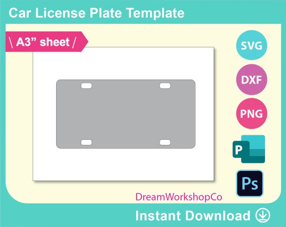Car License Plate Sublimation Template SVG DXF Publisher - Etsy