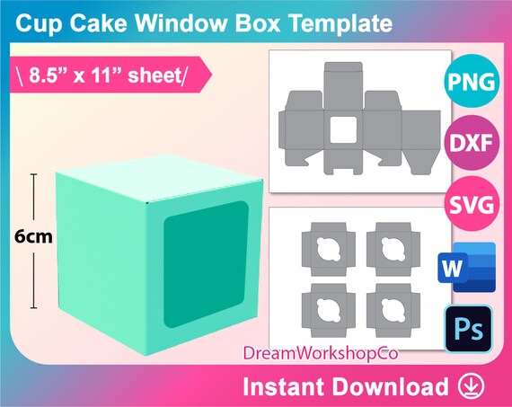 Cupcake Gift Box Cake Box With Insert Gift Box Template Ms - Etsy