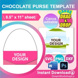 4 Styles!! Chocolate Bar Purse Template, 1.55oz Chocolate Bar Purse ...