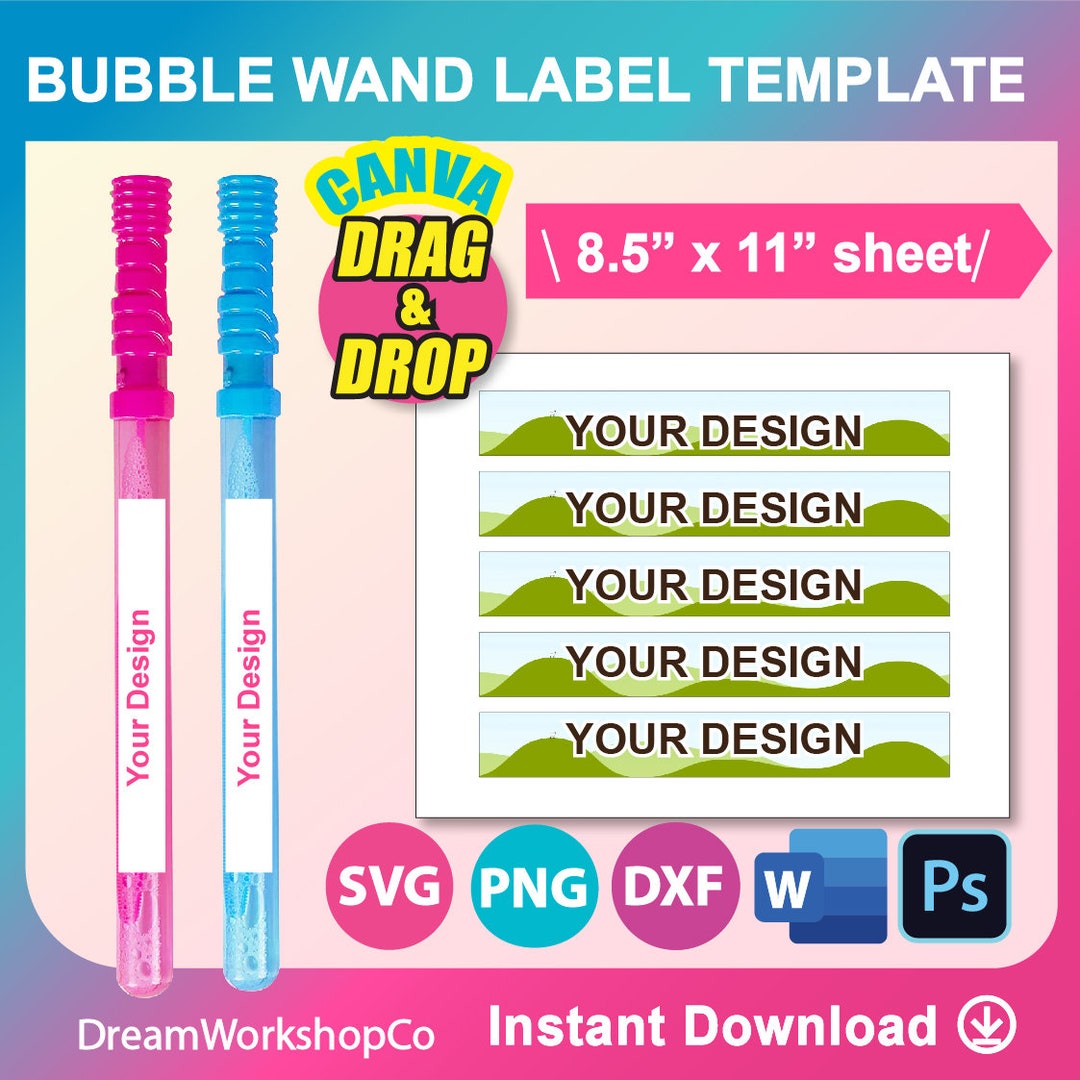 Bubble Wands Label Template , Bubble Bottle Label Template Canva, SVG ...