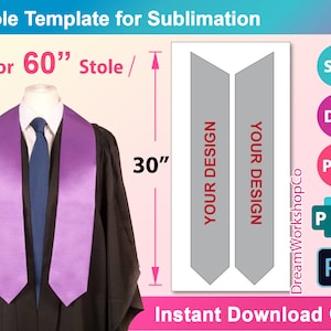 60" Graduation Stole Template: Canva, SVG, Dxf, PSD, PNG (digital ...