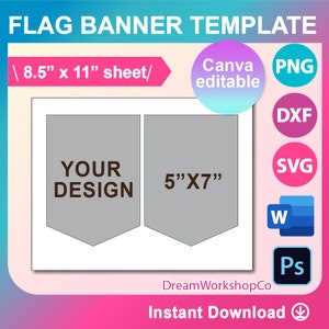 Bunting Banner Template Banner Flag Template (Instant Download) - Etsy