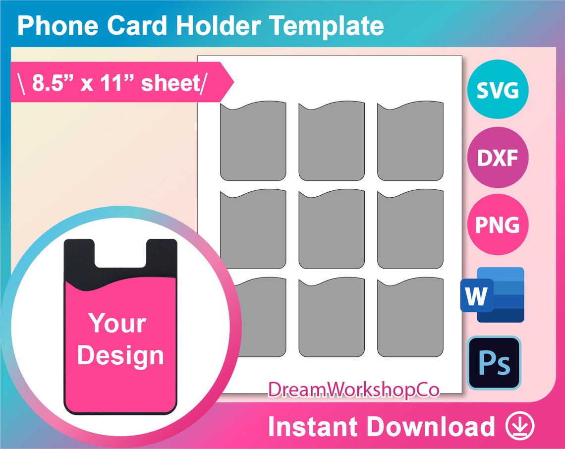 Phone Card Holder Template Sublimation Phone Card Holder - Etsy