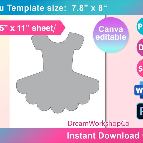 Tutu Template Ms Word PSD PNG SVG Canva Dxf - Etsy
