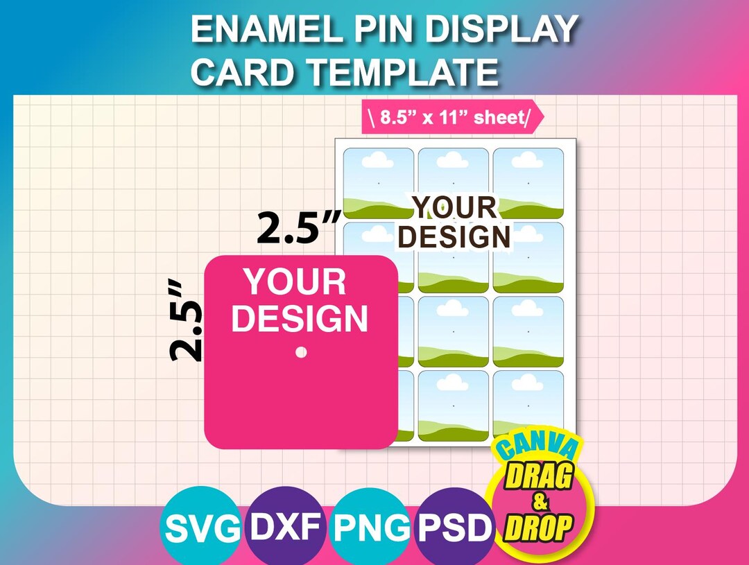 Enamel Pin Display Card Template, Canva, Psd, Png, Svg, Dxf, Printable ...