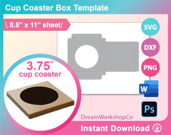 Cup Coaster Box Template Cut Files Cup Coaster Box Template | Etsy