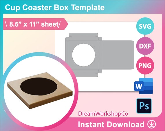 Cup Coaster Box Template Cut Files Cup Coaster Box Template | Etsy