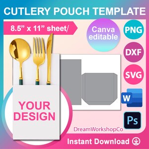 Cutlery Pouch Template, Cutlery Set Template, Cutlery Paper Holder ...