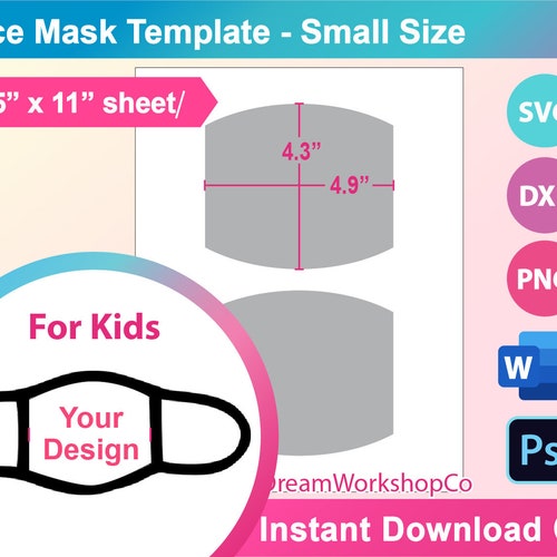 Face Mask Template L Size Sublimation Ms Word PSD PNG - Etsy