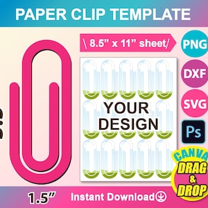 Jumbo Paper Clip Svg, Bookmark Template SVG, Canva, DXF, Png, PSD, 8.5 ...