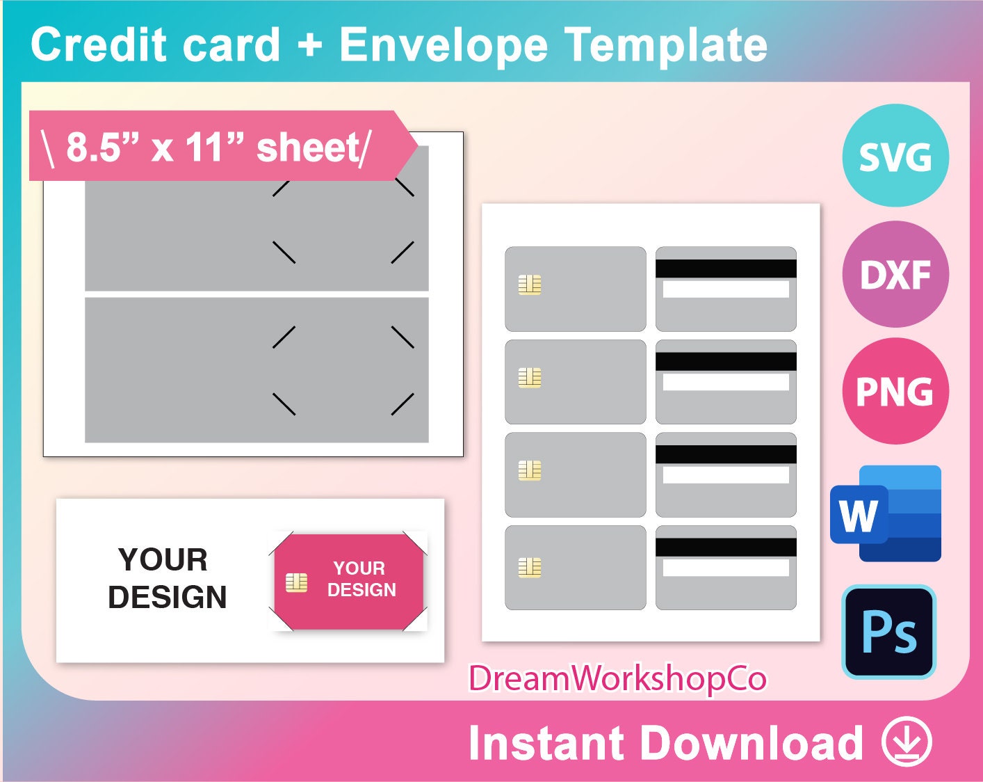 Credit Card Template Credit Card Holder Template Credit Card | Etsy