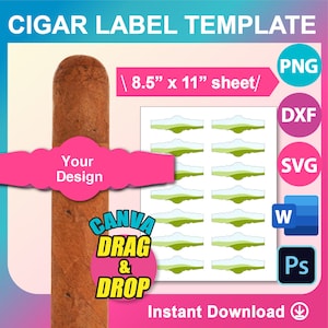 Cigar Wrapper Template, Canva, SVG, DXF, Ms Word Docx, Png, Psd, 8.5 ...