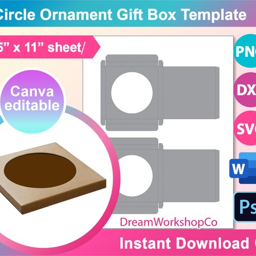 3 Round Ornament Box Template Ornament Gift Box - Etsy