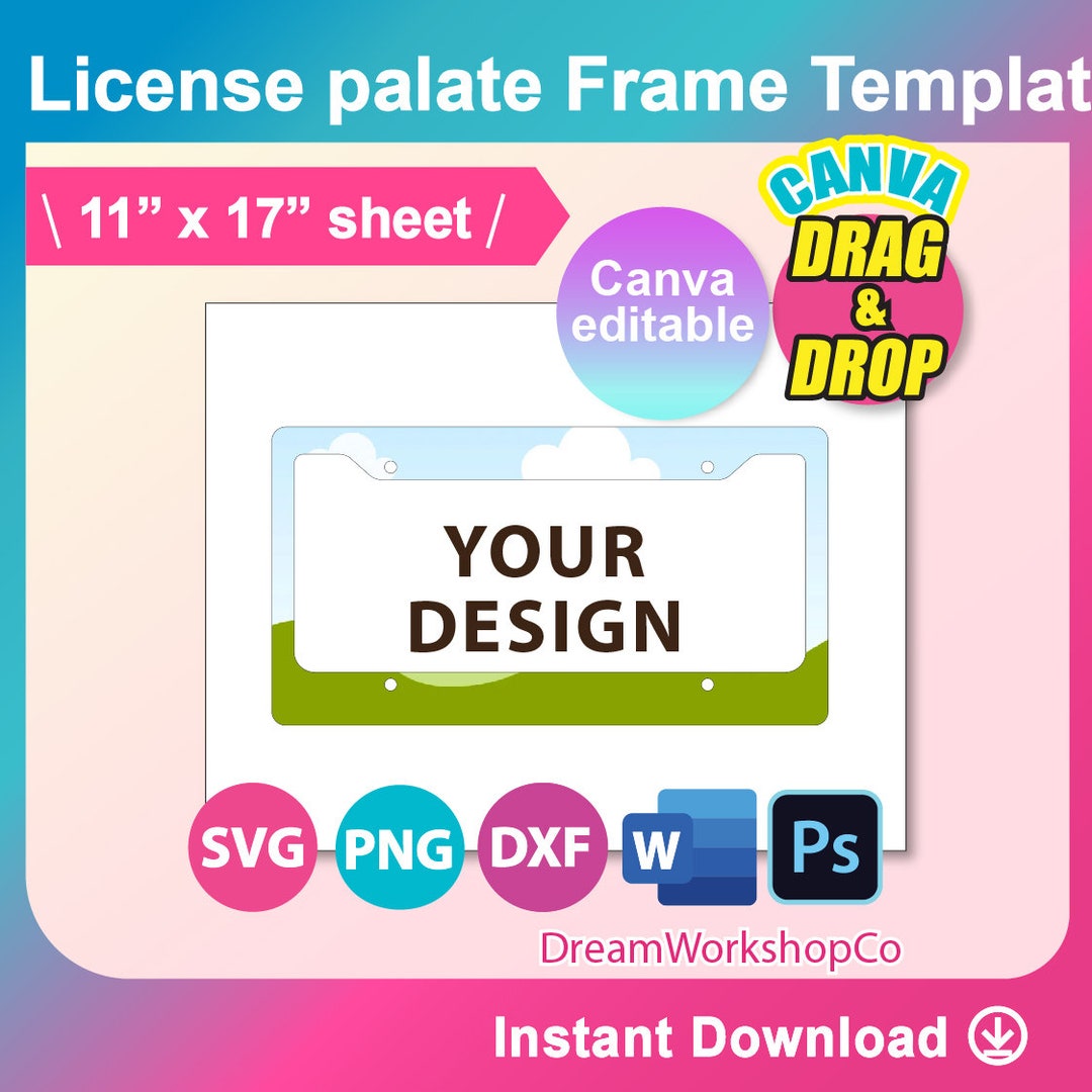 Car License Plate Frame Template, Sublimation, License Plate Template ...