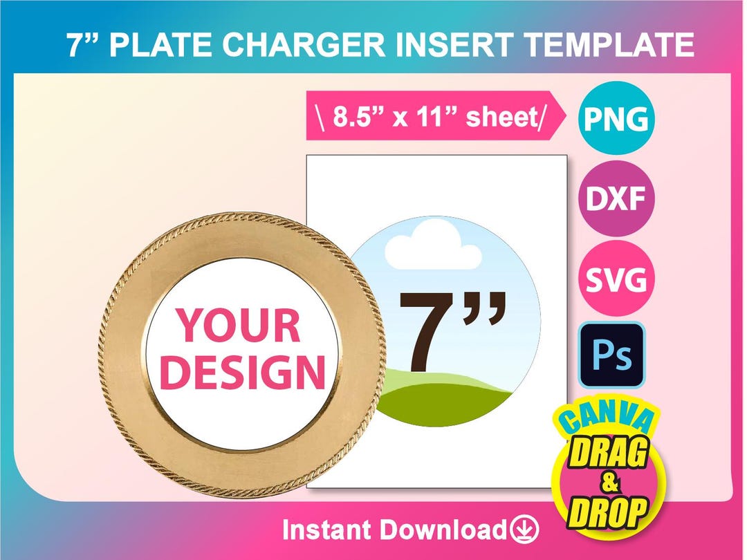 7 Inch Plate Charger Template: SVG, DXF, Canva, Ms Word (digital ...