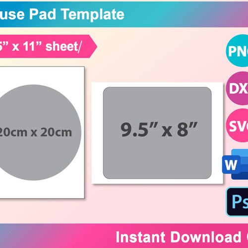 Bundle Mouse Pad Template Rectangle Mouse Pad Template Round - Etsy
