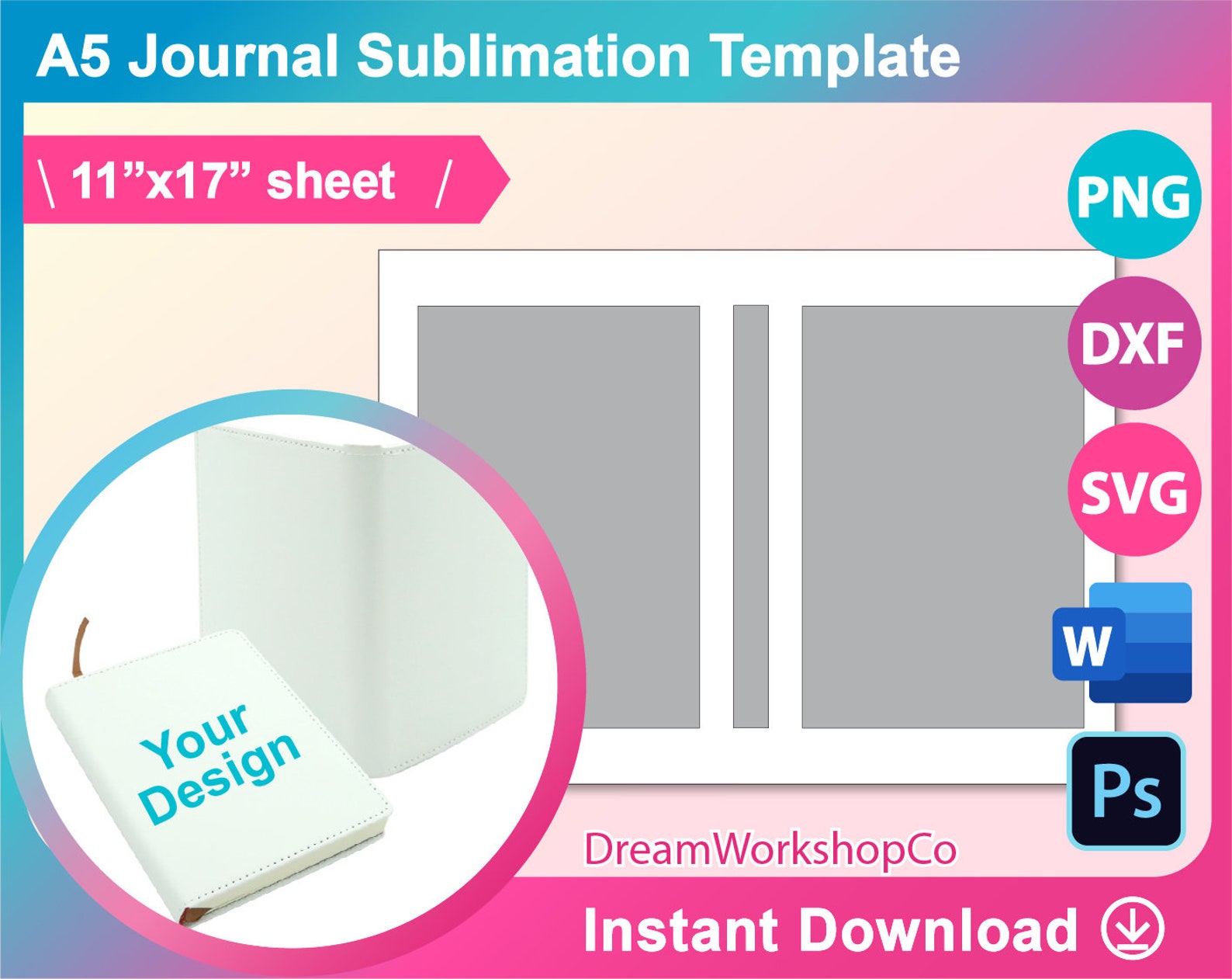 A5 Journal Sublimation Template A5 Note Book Template for - Etsy