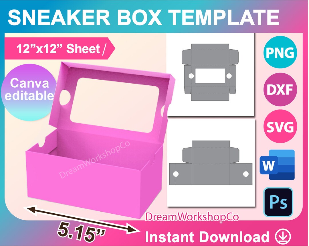 Shoes Box Template, Mini Sneaker Box Template, Valentine's Gift Box S ...