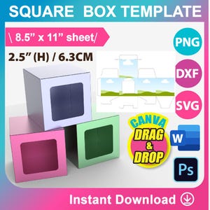 2.5 Cube Box Template, Square Box Template, Candy Box Template, Wedding ...