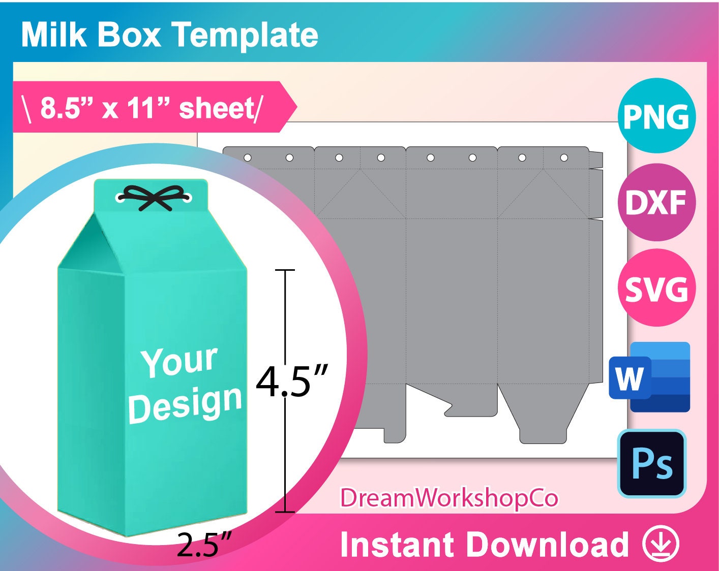Milk Box Template Milk Carton Template Box Template SVG - Etsy Australia