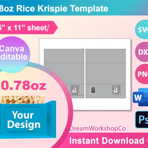 0.78oz Rice Crispy Template Rice Crispy Wrapper Template - Etsy