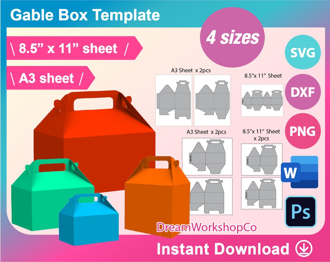 SALE!! Bundle Gable Box Template, Bundle Gable SVG, Canva, DXF, Ms Word ...