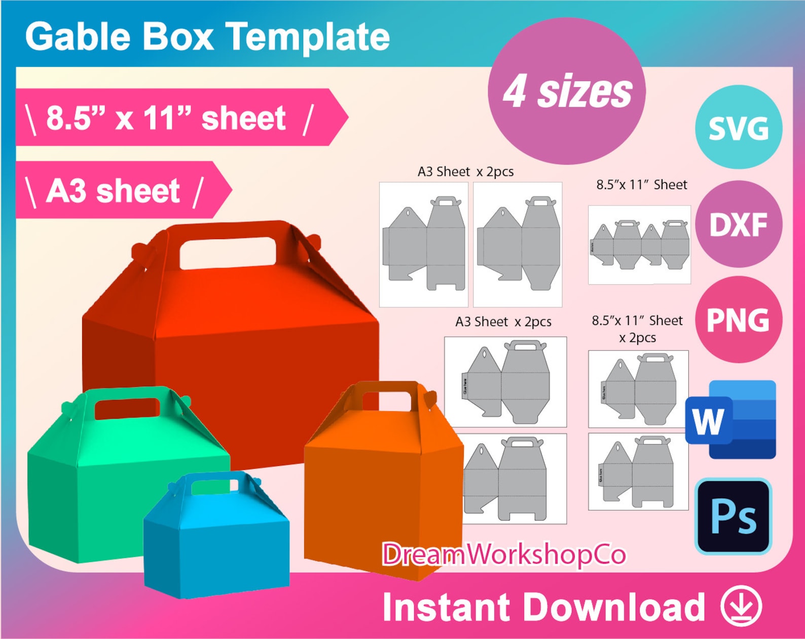 SALE Bundle Gable Box Template Bundle Gable SVG Canva - Etsy