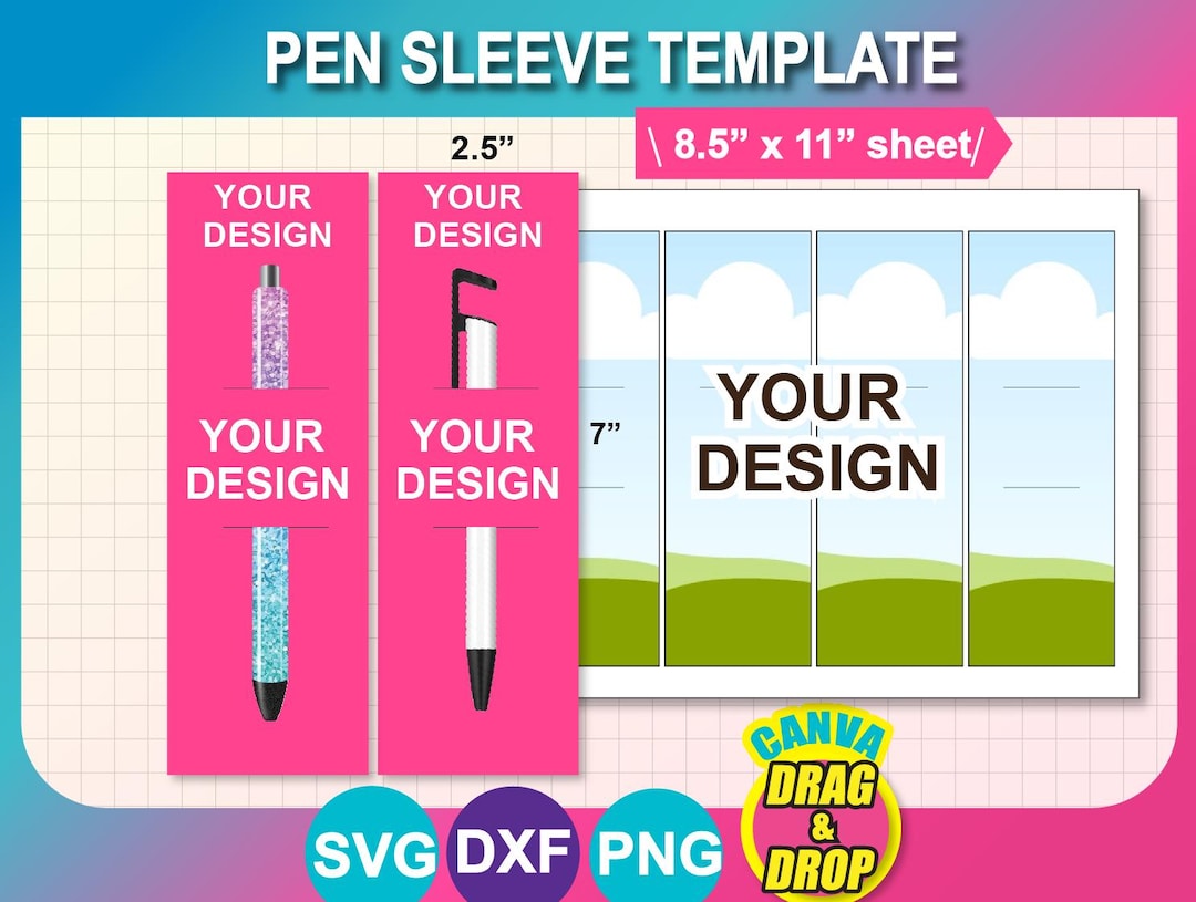 Pen Sleeve Template, Pencil Display Card, Canva, SVG, DXF, PNG (digital ...