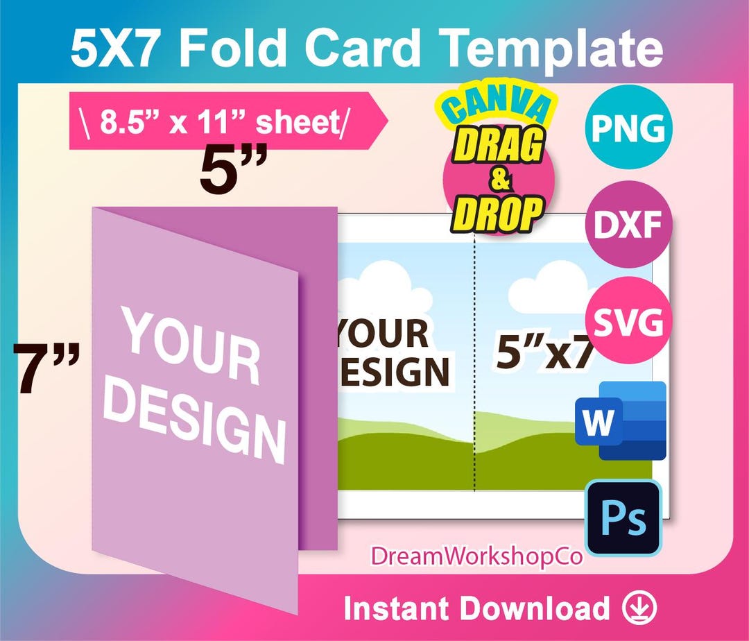 5"x7" Invitation Card Template, Postcard, SVG, DXF, Ms Word Docx, Png ...