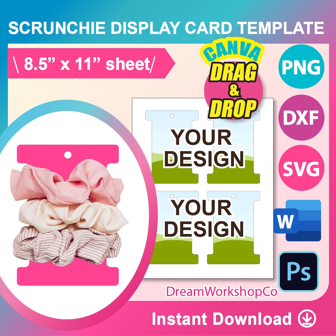 Scrunchie Display Card Template, Canva, SVG, DXF, Psd, Png, 8.5x11 ...