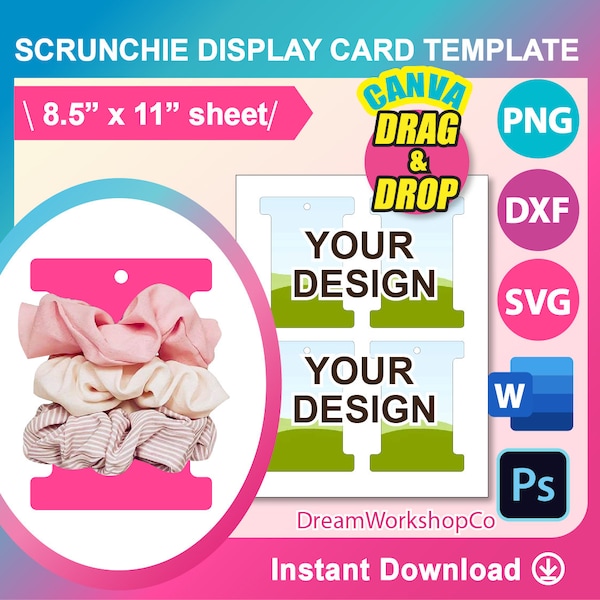Scrunchie Card Template - Etsy
