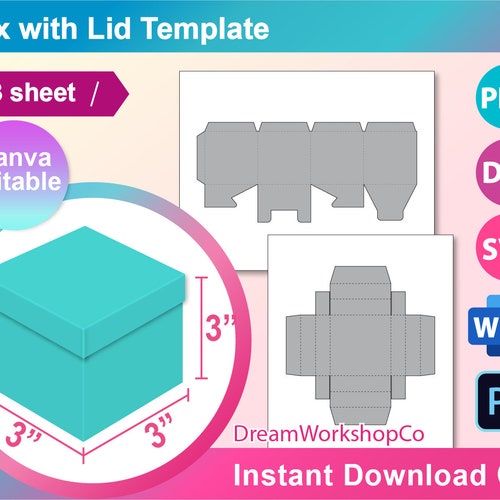 Donut Box Gift Box Template Ms Word PSD Canva PNG SVG - Etsy