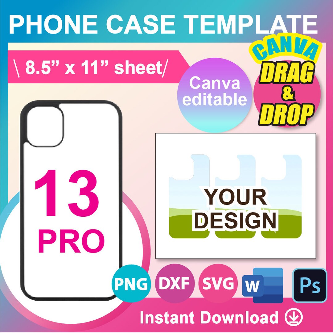 Phone Case 13 Pro Template, Phone Case Template for Sublimation, Canva ...