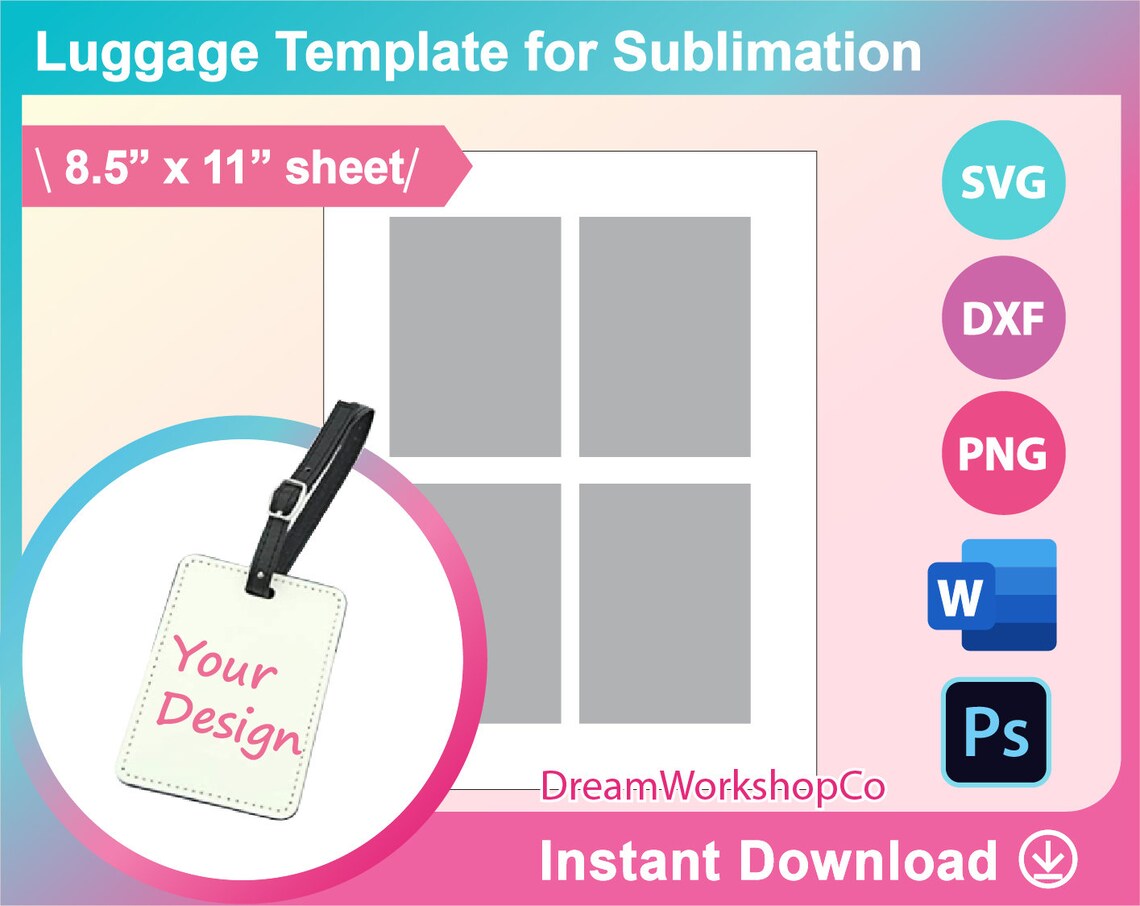 Leather Luggage Tag Template Template for Sublimation SVG | Etsy