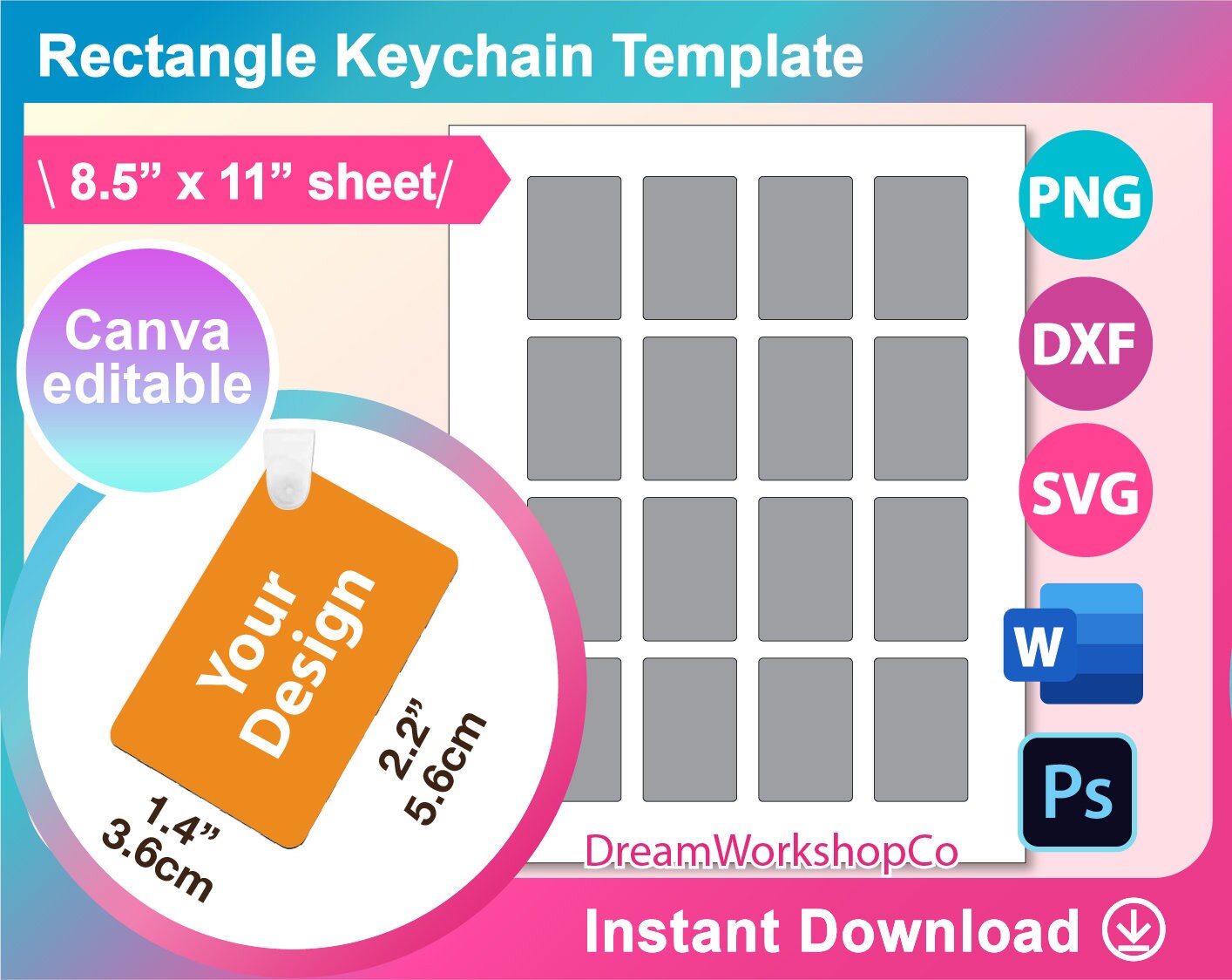 Sublimation Rectangle Keychain Designs - Etsy