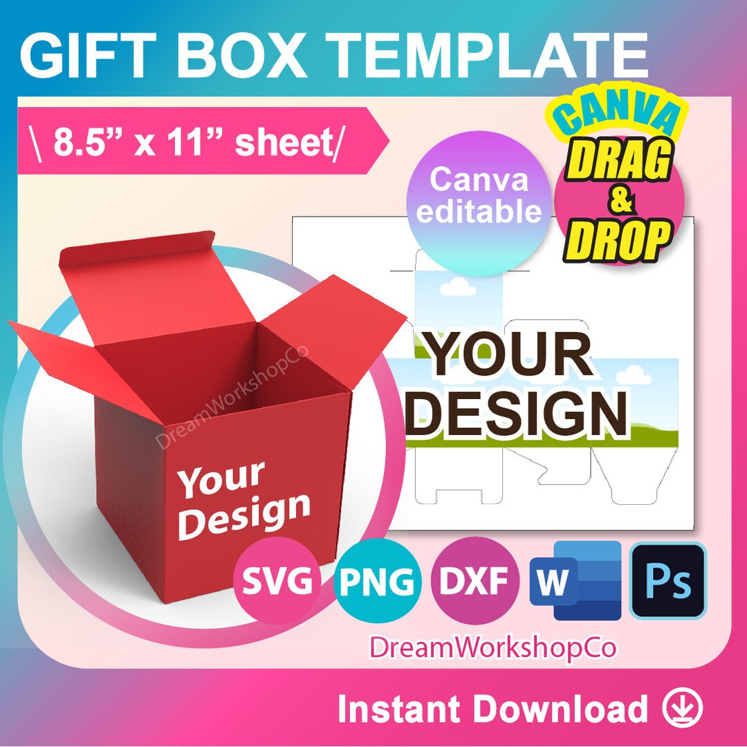 Square Gift Box Template: 6cm Printable Favor Box (digital Download) - Etsy