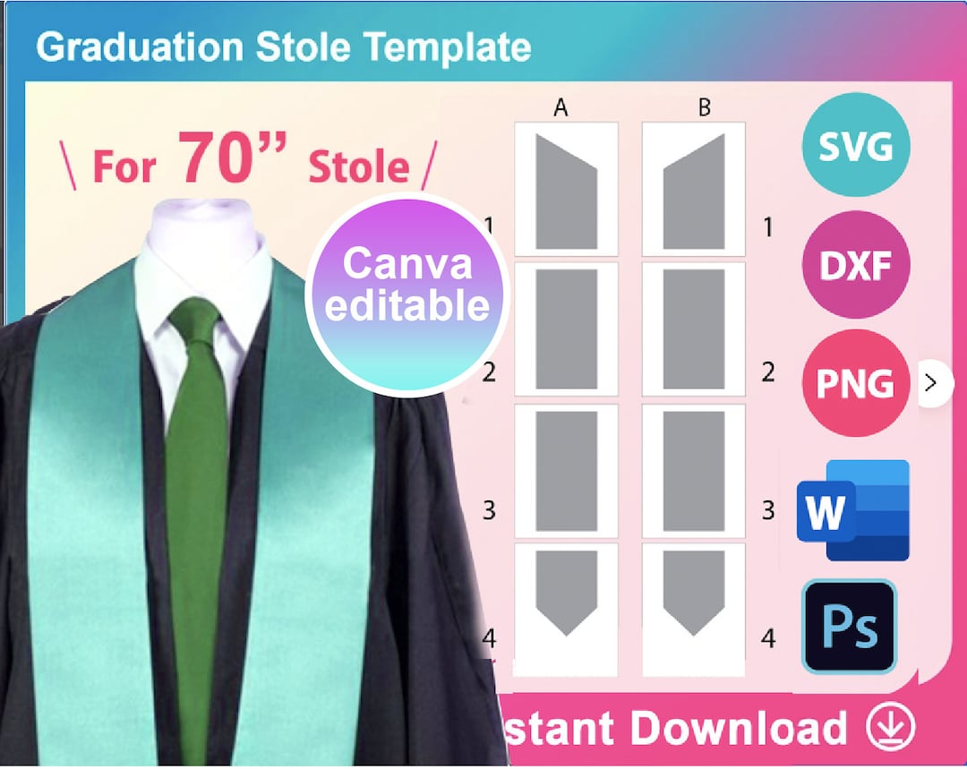 70 Stole Template Graduation Stole Template Stole - Etsy