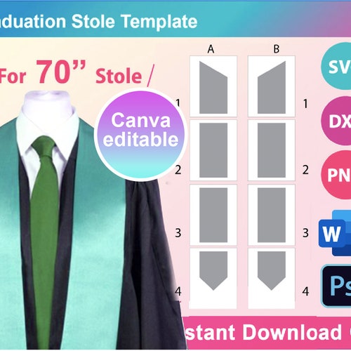 Graduation Stole Template Svg Pdf Png Dxf 60 Blank - Etsy