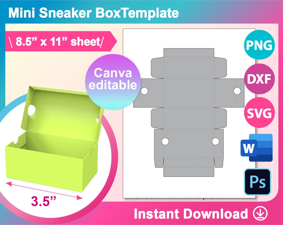 Mini Shoes Box Template Mini Sneaker Box Template Gift Box - Etsy