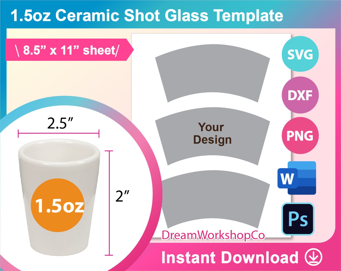 1.5oz Ceramic Shot Glass Template Sublimation Canva Ms - Etsy