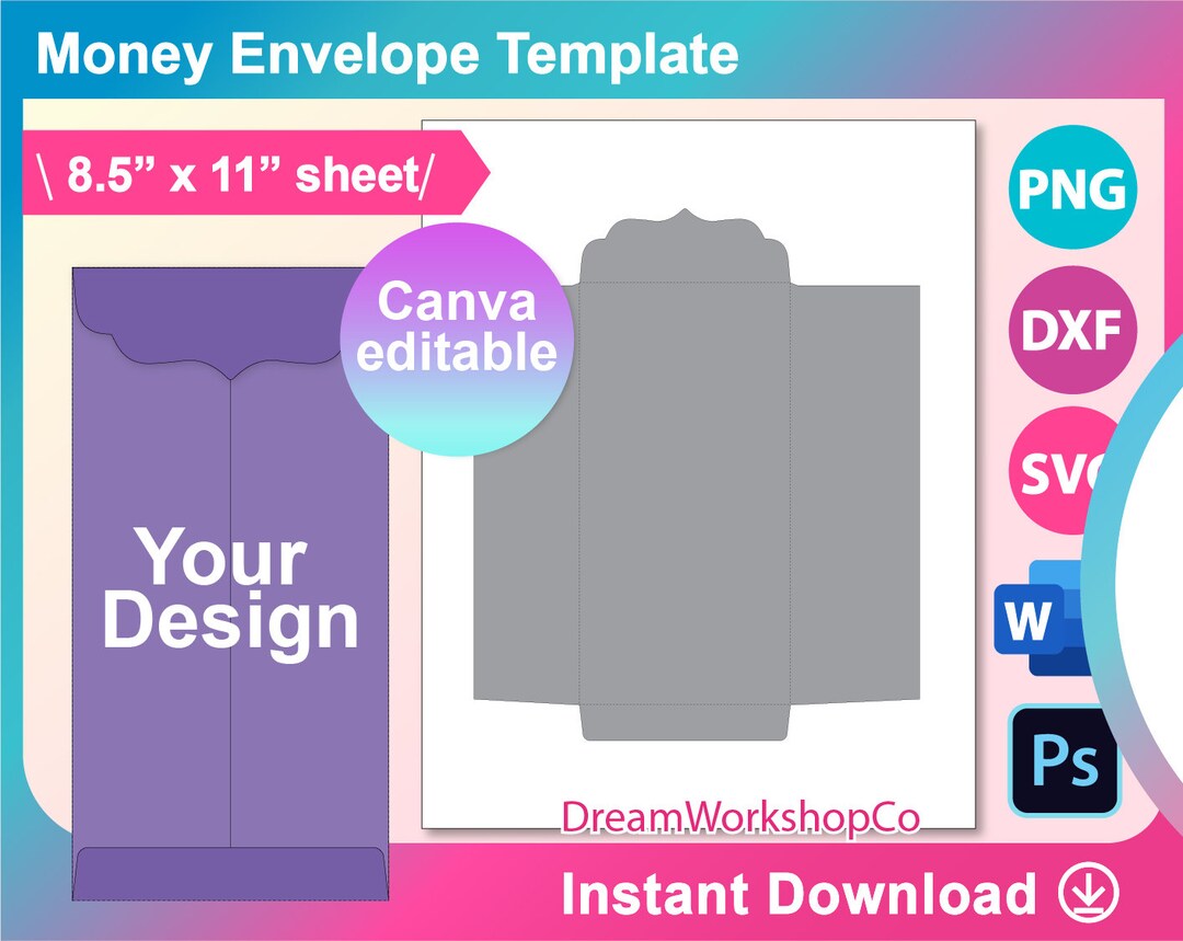 Money Envelope Template Case Envelope Cut File SVG Canva - Etsy