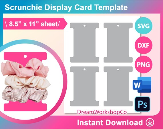 Scrunchie Display Card Template SVG Canva DXF Ms Word Docx - Etsy Australia