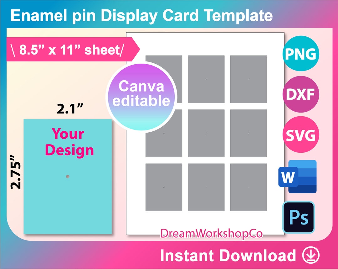 Enamel Pin Display Card Template Keychain Display Card - Etsy