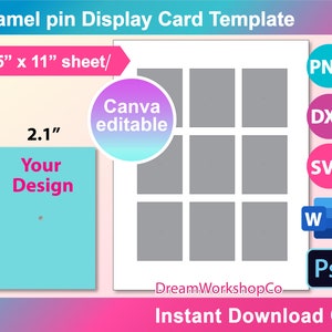 Enamel Pin Display Card Template, Keychain Display Card Template, SVG ...