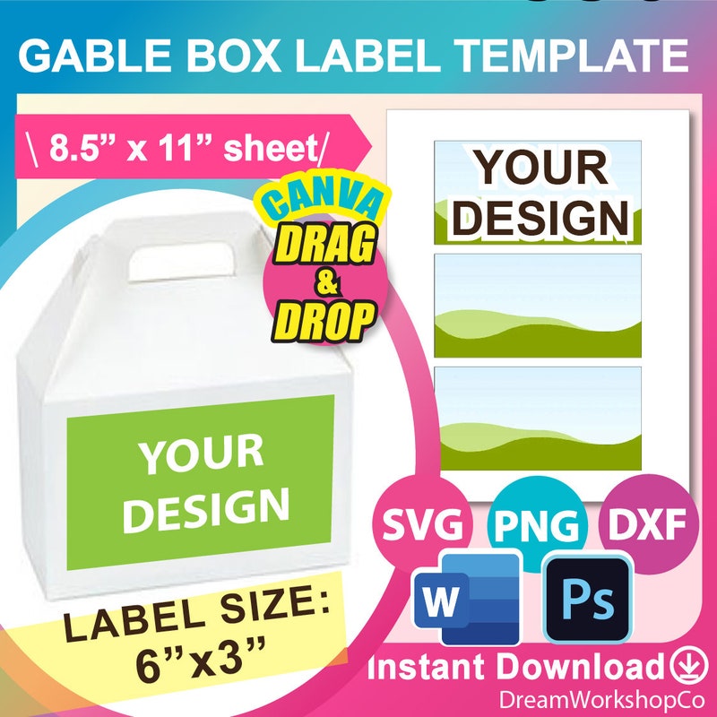 Gable Box 6x3 Template - Etsy UK