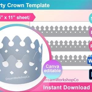 Party Hat Template, Party Crown Template, SVG, DXF, Ms Word Docx, Png ...