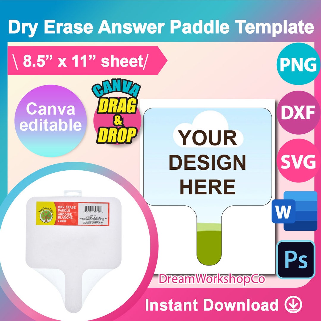 Dry Erase Answer Paddle Template: Canva, PSD, SVG, PNG, Doc (instant ...