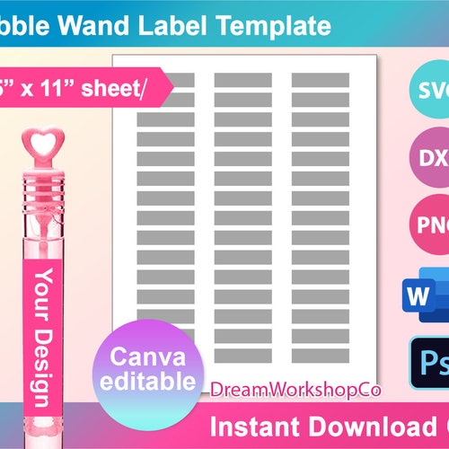 Bubble Wands Label Template Bubble Bottle Label Template - Etsy
