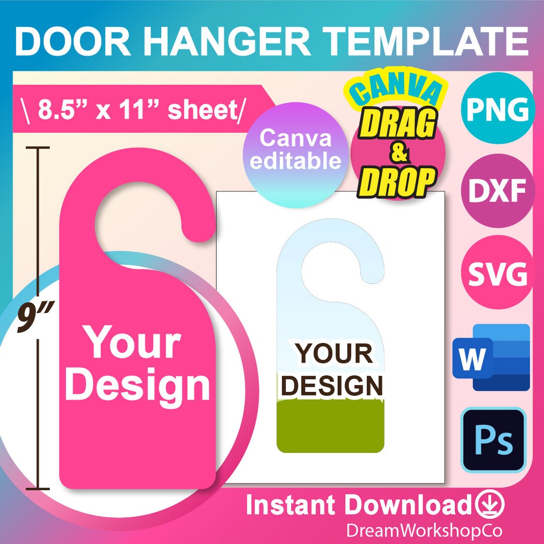 Door Hanger Template, Sublimation Template, Canva, Ms Word, PSD, PNG ...