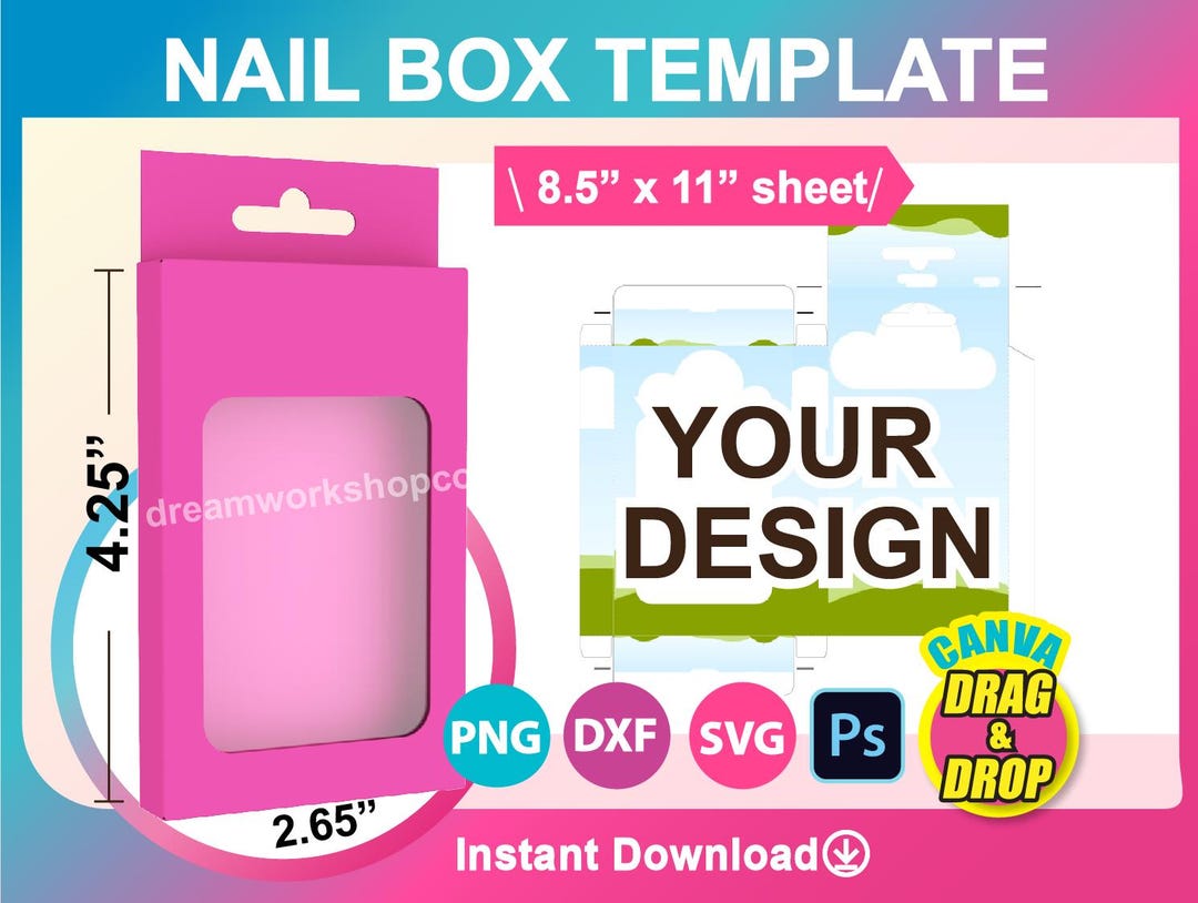 Nail Display Box, Nail Box Template, SVG, DXF, Canva, Ms Word Docx, Png ...